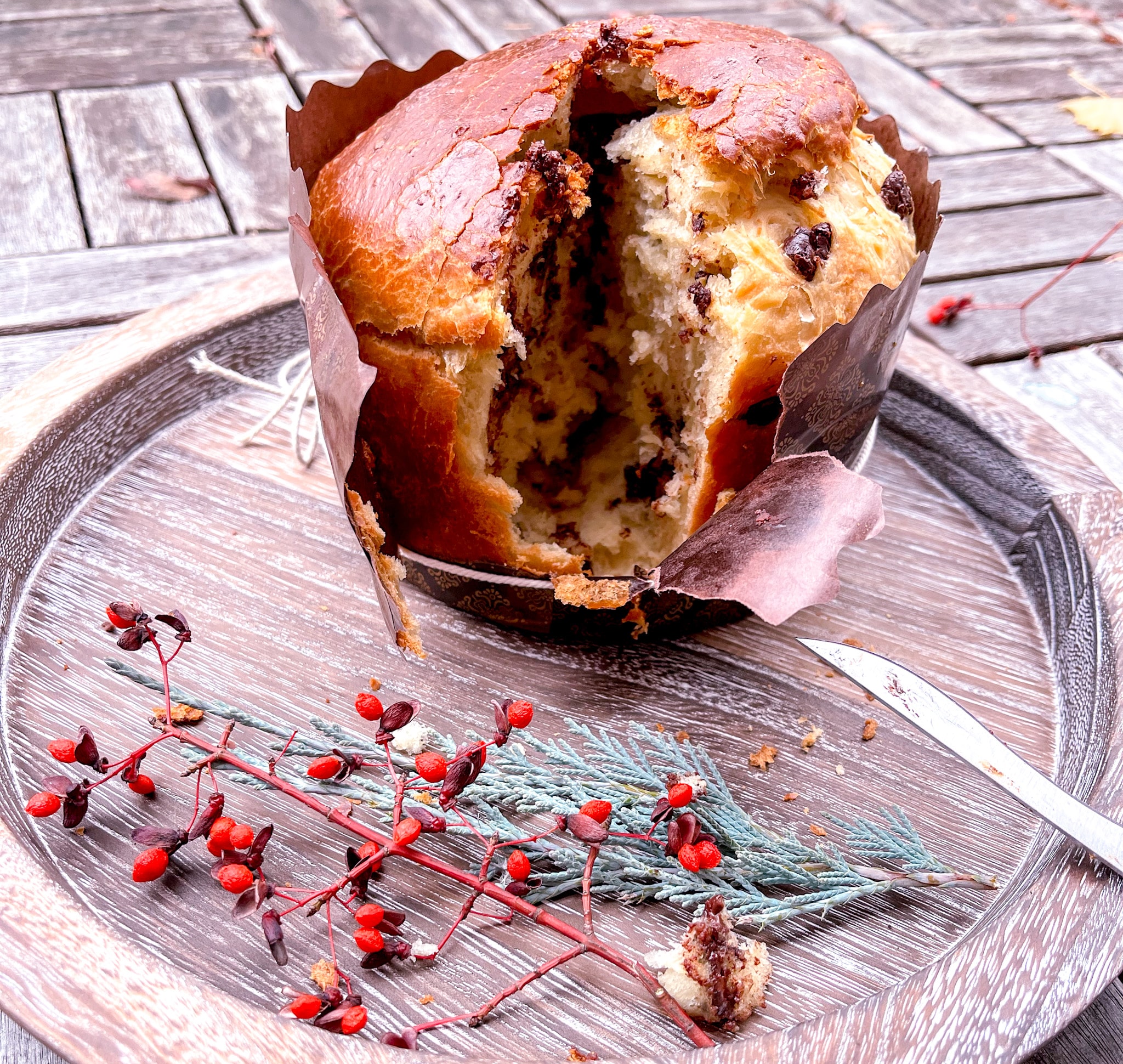 No Knead Chocolate Chip Panettone - Tasty Recollections